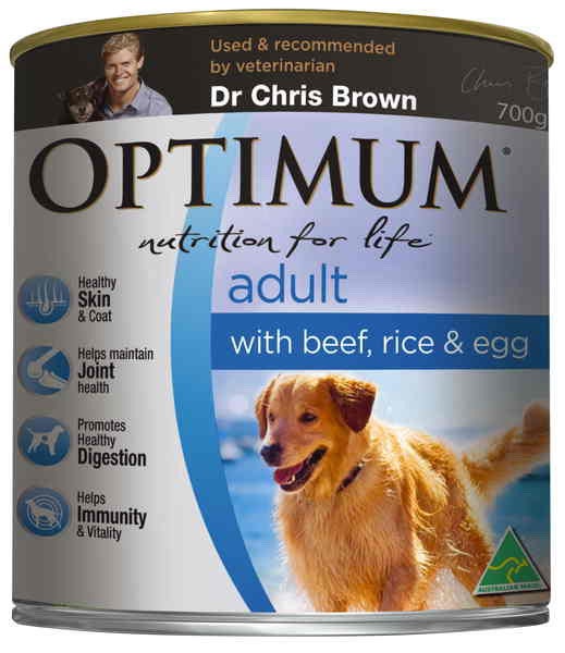 Optimum Adult Beef Rice & Egg 12 X 700gm | Cockies Ag