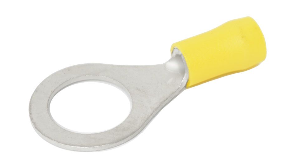 9.5mm Ring Terminal 10 Pack Yellow Vinyl Insulated Suits: 5-6mm Cable ...
